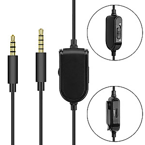 Geekria QuickFit Audio Cable with Mic Compatible with Astro A40 tr, A40, A30, A10, A10 Gen 2 Gaming Headsets Cable, 3.5mm Aux Replacement Stereo Cord with Inline Microphone (6 ft/2 m)