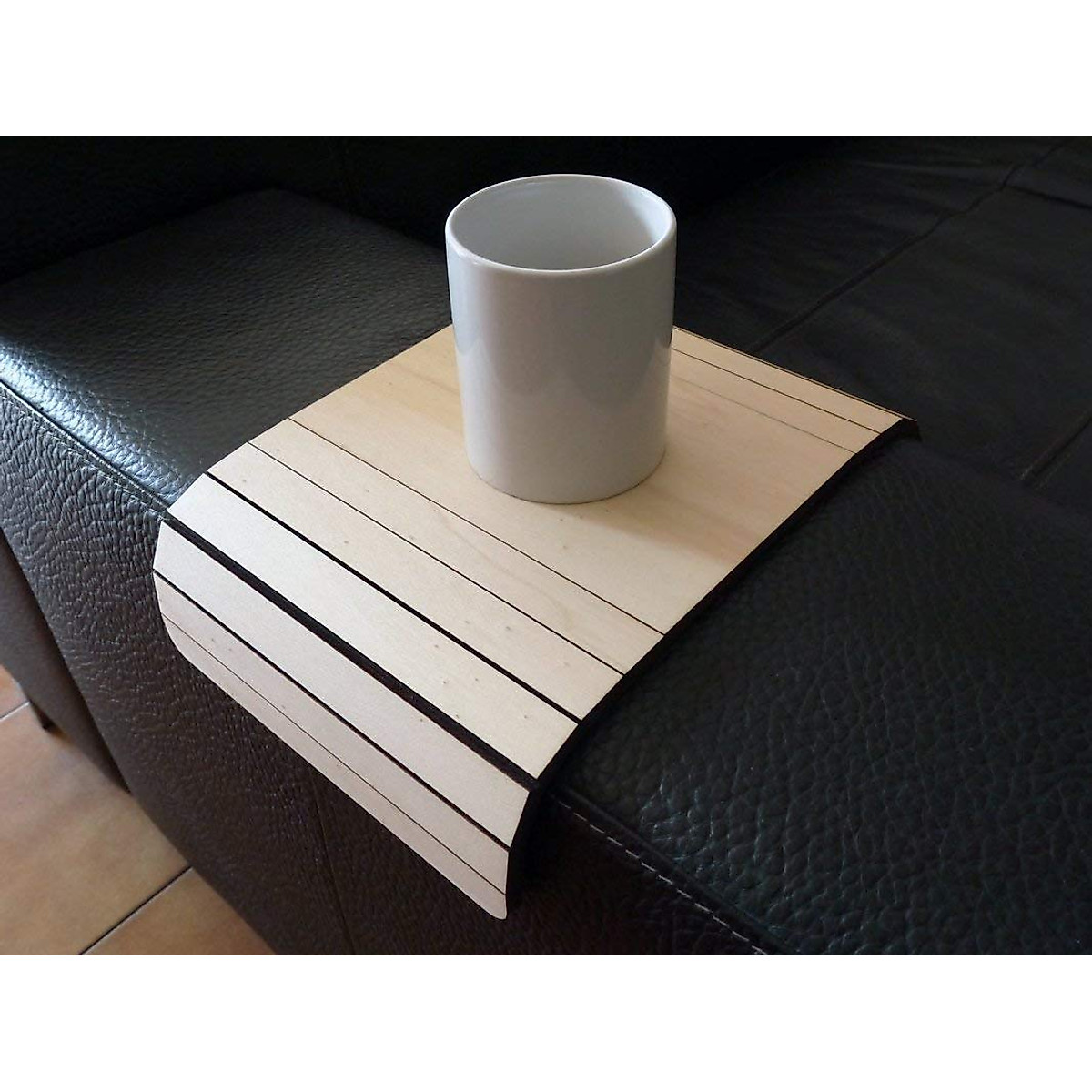 Wooden sofa armrest table in many colors as stone grey Small flexible over the couch side tables Narrow folding dining slinky arm tray Armchair trays server drink Slim wrap covers furniture