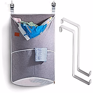 Hanging Laundry Hamper Bag Large Opening Large Capacity Expandableof Over The Door Laundry Hamper With 2 Over Over Door Hookand And Height-adjustable Webbing Hanging Laundry Bag For Clothes Storage