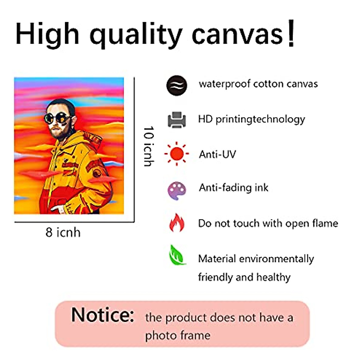 Arredamenti Rapper Wall Art - Set of 4 Panels UNFRAMED Canvas Prints Cool Wall Art 8*10 inches Music Posters Colorful Paintings Wall Art Rapper Poster Wall Decorations, 8 x 10 Inch