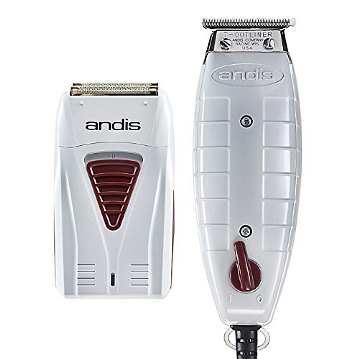 Andis Professional Finishing Combo, T-Outliner Beard/Hair Trimmer with T-Blade, Gray, Model GTO - Cordless Mens Long Lasting Lithium Battery Titanium Foil Shaver (17195)-Bundled with KEPSE Neck Duster