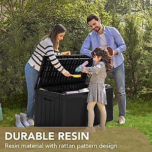 Devoko 100 Gallon Deck Box, Waterproof Outdoor Storage Box with Cushion (Black)