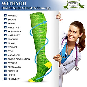 WITHYOU Compression Socks 15-20 mmHg is Best Athletic for Men & Women Running Flight Travel Pregnant