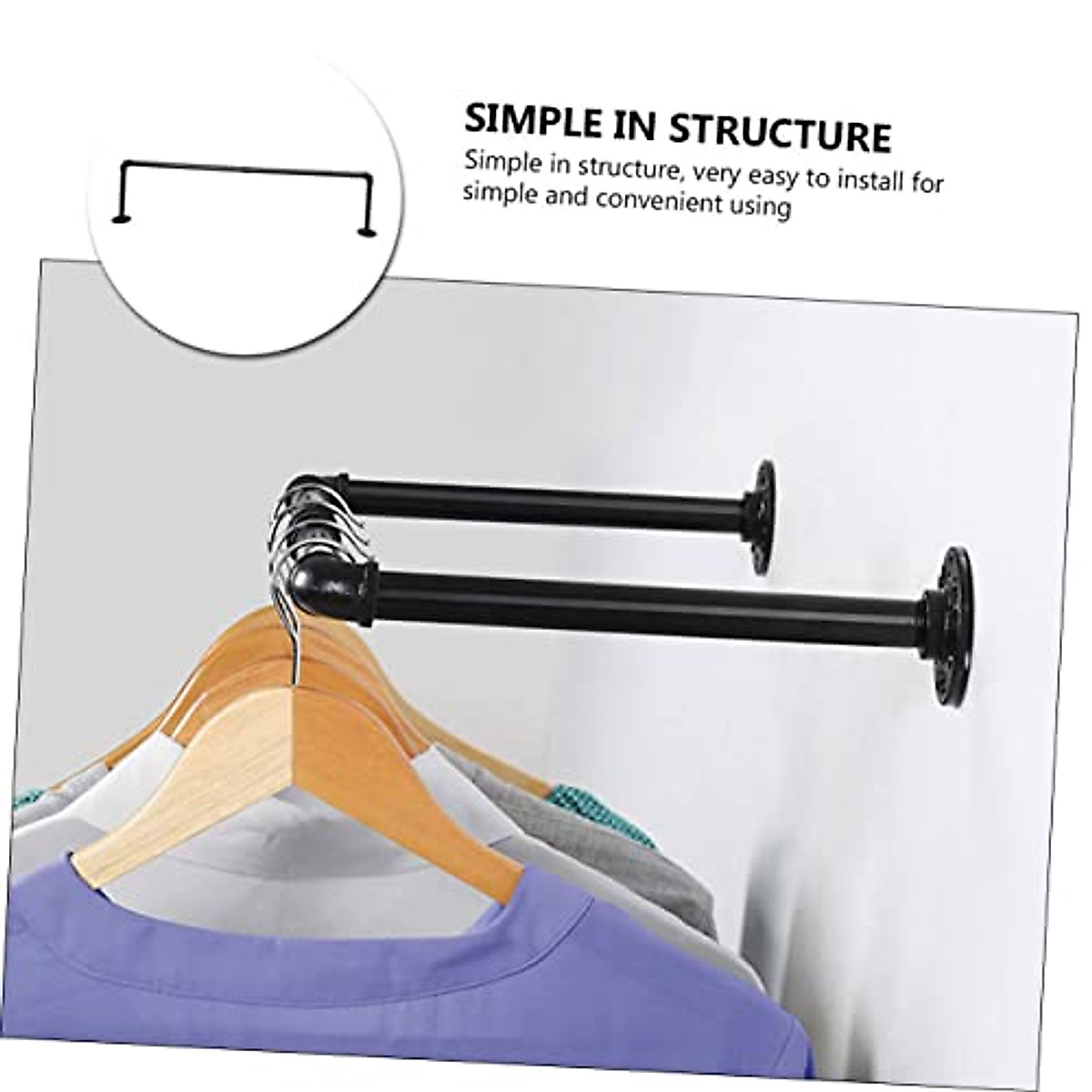 Levemolo 1pc Wall Hanger Outfit Hangers Metal Coat Hanger Wall Mounted Clothes Rack Closet Storage Rod Iron Pipe Metal Clothing Rack Decorative Clothing Hanger Metal Clothing Hanger Props