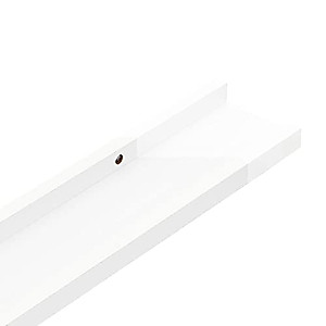 SunshineFace Long Floating Shelves Set of 4, High Gloss Wall Mounted Picture Ledge Floating Shelf, Wall Shelves for Bedroom, Living Room, Office, Nursery, Kitchen Storage(White, 31.5"x3.5"x1.2")