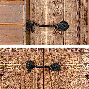 J JHOUSELIFESTYLE Barn Door Handles Matte Black, Flush Pulls with Lock Latch