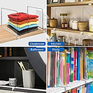 OMGelic Acrylic Shelf Dividers for Closet Organization 6PCS Closet Shelf Divider Closet Dividers for Shelves Shelf Organizer for Closet Shelf Organizer for Wood Closet Separator Clear