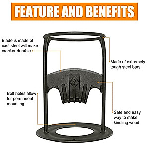 SnugNiture Firewood Kindling Splitter with Cover, Manual Kindling Log Splitting Tool, Cast Iron Log Splitting Wedge, Hand Sturdy Firewood Cutter, Splits Firewood Safely and Easily