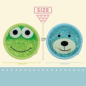 Large Kids Boo Boo Ice Pack,2 Packs Cute Heat Cold Gel Beads Packs for Kid's Fever,Pain Relief,Wisdom Teeth,First Aid and Neck, Head, Arms, Legs Injuries.