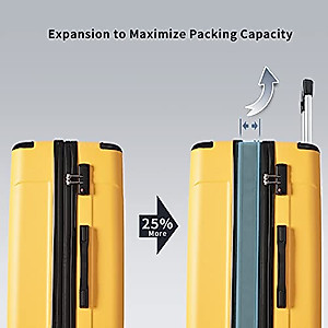 Merax Luggage 2 Piece Set Suitcases With Wheels Expandable Lightweight, TSA Lock, Hardside Spinner Luggage Sets, 20 28 inch Yellow