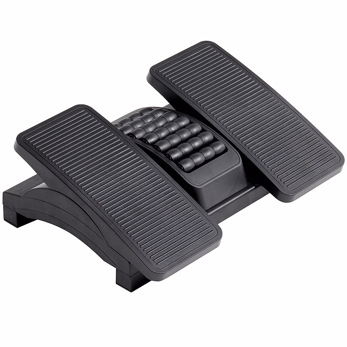 Adjustable Office Footrest for Under Desk Ergonomic Foot Stool Foot Rest Improves Posture and Circulation for Home Office with Massage Roller Non-Slip, Black