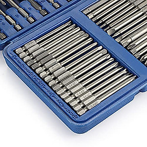 Screwdriver Bit Set, Sunsbell Security Bit Set Extra Long Magnetic Driver Kit, Drill Screwdriver Bit Set, Screw Driver Bits with Case, Hex, Star Bits, Square, Spanner Bits - 50Pcs