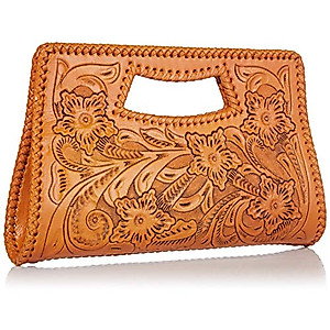 Mauzari Women's Hand Tooled Leather Clutch (Honey)