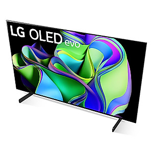 LG OLED55C3PUA OLED evo C3 55 Inch HDR 4K Smart OLED TV 2023 (Renewed) Bundle with Monster TV Full Motion Wall Mount for 32-70 inch with 6 Piece Sound Reactive Lighting Kit