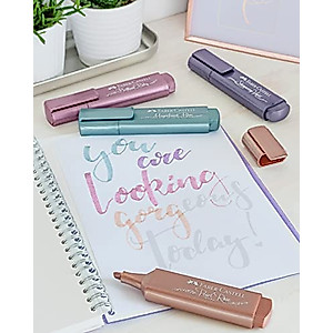 Faber-Castell Metallic Highlighter Set - Assortment of 4 Sheer Metallic Highlighter Pens - Journaling Supplies