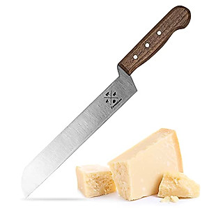 Formaticum Professional Cheese Knife- 8" x 1.25" Firm & Hard Cheese Slicer, Rust-Proof Stainless Steel Blade w/Solid Walnut Handle, Great Cheese Charcuterie Accessories, Handmade in Italy