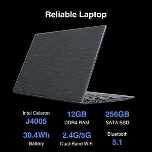 ECOHERO Laptop Computer, 12GB DDR4 RAM 256GB SSD, Intel J4005 Processor (Up to 2.7GHz), 14 Inch FHD 1920x1080 Display, Windows 11 Laptops Computers, 2.4G/5G WiFi and Bluetooth 5.1