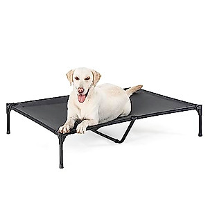 Garnpet Elevated Dog Bed for Extra Large Dogs, Raised Dog Cot Beds Fits Up to 150 LBs, Heavy Duty Pet Cots with Durable Supportive Teslin Recyclable Washable Mesh, Indoor & Outdoor Dog Bed, Black