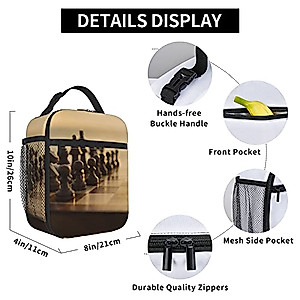 BQIUULO Lnternational Chess Lunch Bag for Men Women Tote Insulated Cooler Bags Reusable Lunch Box for College Work Office Picnic