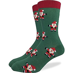 Good Luck Sock Men's Christmas Santa Clause Crew Socks,Green,Shoe: 7-12