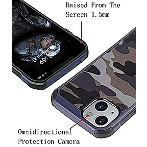 YOVIAKK for iPhone 13 Mini 5.4 Inch Camo Case Military Grade Armor Hybrid Phone Case [Camouflage Design] Heavy Duty Tough Rugged Case for Boys Men, Blue