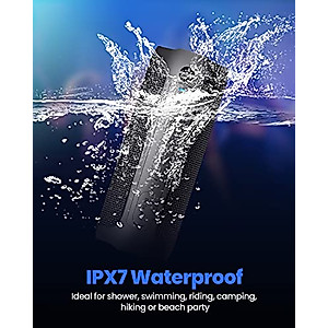 AUKTECH Bluetooth Speakers - Portable Speakers Bluetooth Wireless(100ft), 24W Loud Stereo Sound, Led Lights, 20H Playtime, IPX7 Waterproof Speaker for Outdoor, Home, Party, Beach, Shower