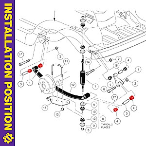 Club Car Precedent Rear Leaf Spring Bushing Kit, Golf Cart Leaf Spring Polyurethane Bushing and Sleeves for 2004-up Precedent Upgraded Red GolfCart Suspension Replace Parts OE Replaces 1025066 1025064