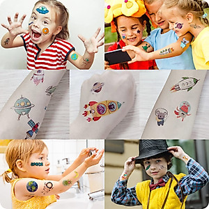 120+ Pieces Space Temporary Tattoos for Kids, 24 Sheets Planet Birthday Party Decoration, Rocketship Universe Sun Moon Tattoos Sticker for Children Boys Party Favors Supplies