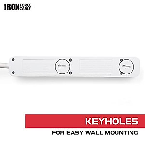 6 Outlet Surge Protector Power Strip - 14/3 SJT White Surge Suppressor with 25 Foot Long Extension Cord, 15A/1875W, ETL Listed