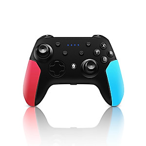 Wireless Switch Pro Controller for Nintendo Switch with Adjustable Turbo Function,Dual Vibration Function,Gyro 6-Axis and High Battery Life. Remote Gamepad Joystick for Switch Console, Red&Blue