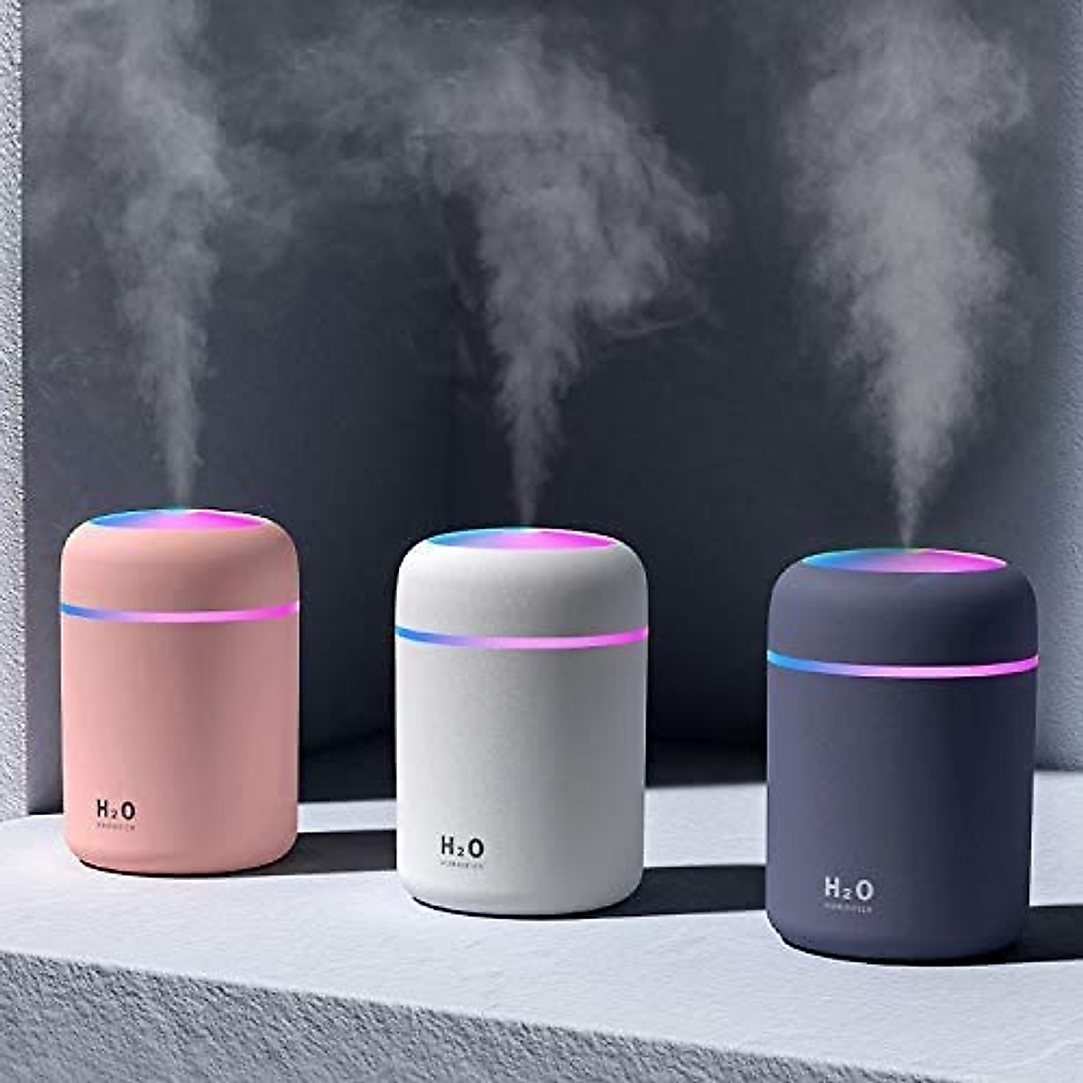 Colorful Cool Mini Humidifier, USB Personal Desktop Humidifier for Bedroom,Office Room, Car,etc. Auto Shut-Off, 2 Mist Modes, Super Quiet. (White)