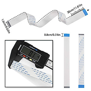 Aokin for Raspberry Pi Camera Cable, FFC Cable Ribbon Flex Extension Cable 15 Pin 1.0mm Pitch for Raspberry Pi, Octoprint Octopi Webcam, Monitor 3D Printer, etc, 30cm/11.81in
