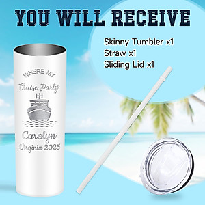 Snoweets Personalized Girls Trip Tumblers Cute Travel Beach Tumbler with Names Girl Weekend Birthday Vacation Cruise Cups 2025 Bachelorette Trip Gift Personalized Tumblers for Women,Besties,Wife