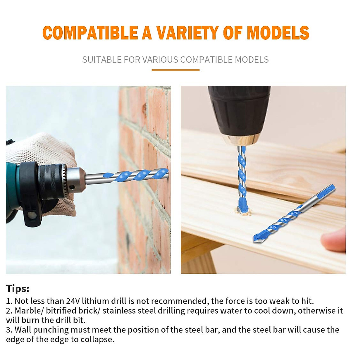 Puimentiua 7pcs/5pcs Triangle Drill Bit Sets, Multifunctional Overlord Handle Industrial Strength Drill Bit Set for Brick, Glass, Ceramic, Granite, High-Carbon Steel, Concrete, Wood