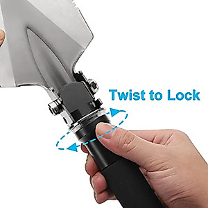 FiveJoy Survival Shovel Multitool (C1) - Portable Collapsible Tactical Tool - Entrenching Backpack Equipment for Hiking Camping Emergency Car - Gifts for Men Dad Husband