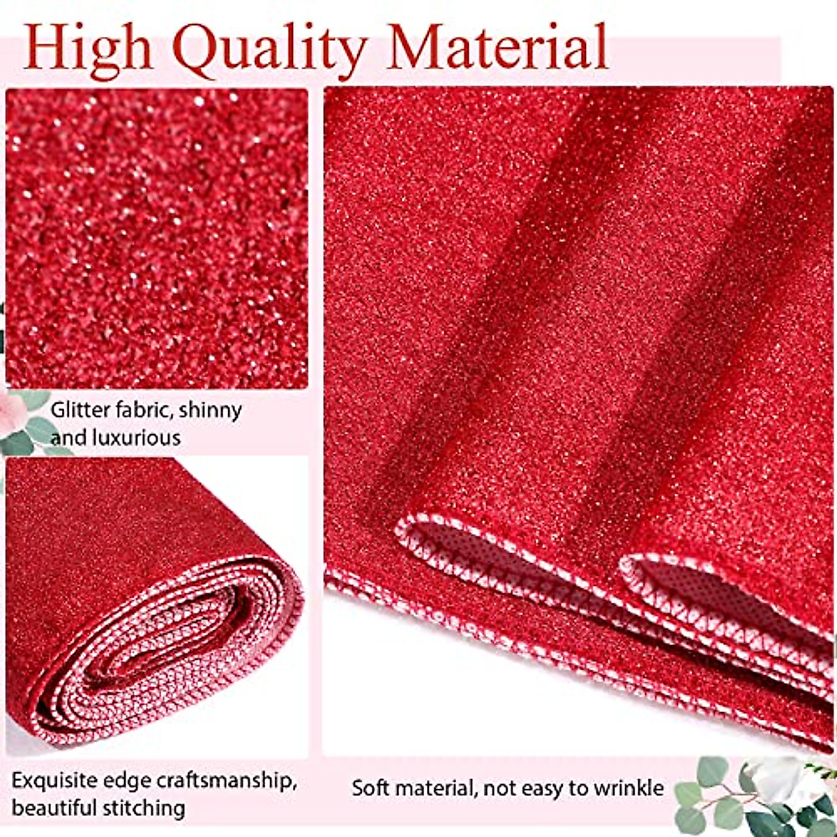 Shihanee Sequin Aisle Runner for Weddings 2 x 15 ft Glitter Wedding Rug Runner with Carpet Tape Sparkly Wedding Outdoor Floor Runner Floor Carpet Runner for Prom Ceremony Event Party Decoration (Red)