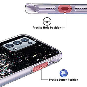 for Oppo Reno 6 Pro 5G Case Silicone，Clear Oppo Reno 6 Pro 5G (Snapdragon) Phone Case Speck, Ultra Slim 0.3mm Soft Shockproof Protective Glitter Cute Phone Cover for Women Green (Black)