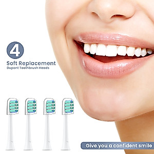 LAUMUGE Replacement Toothbrush Brush Heads Compatible with White-Y1 Electric Toothbrush, Soft Dupont Bristle Replaceable Heads, 4 Packs