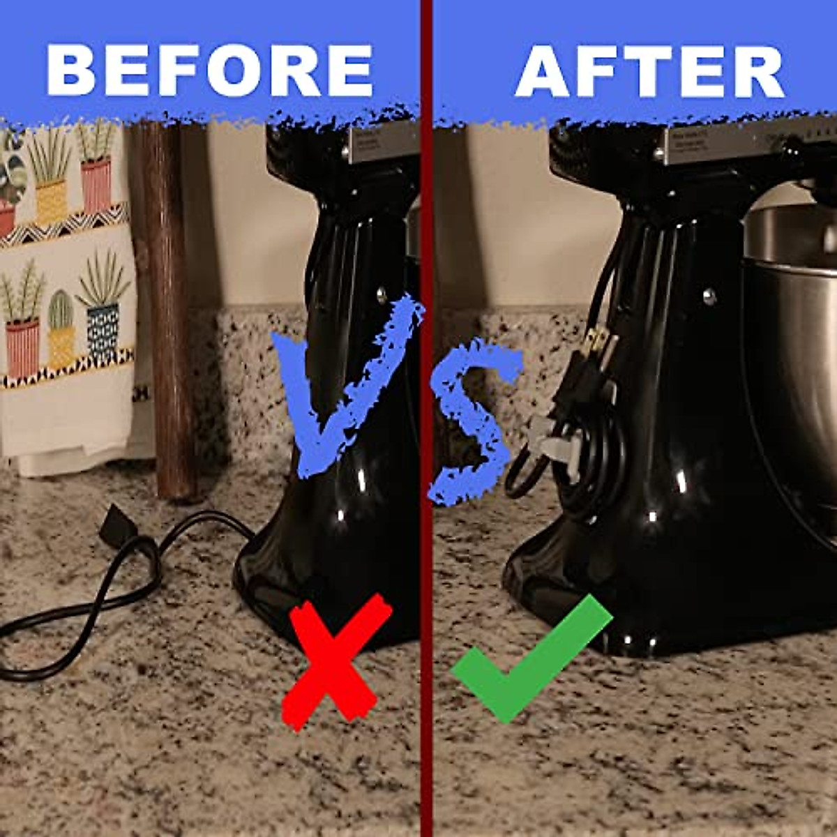 ENEO Cord Organizer Kitchen appliances Stick on, 6 Pack Cord Holder and Cord Wrapper for Small Kitchen Appliance, Mixer, air Fryer, Pressure Cooker, Coffee Maker