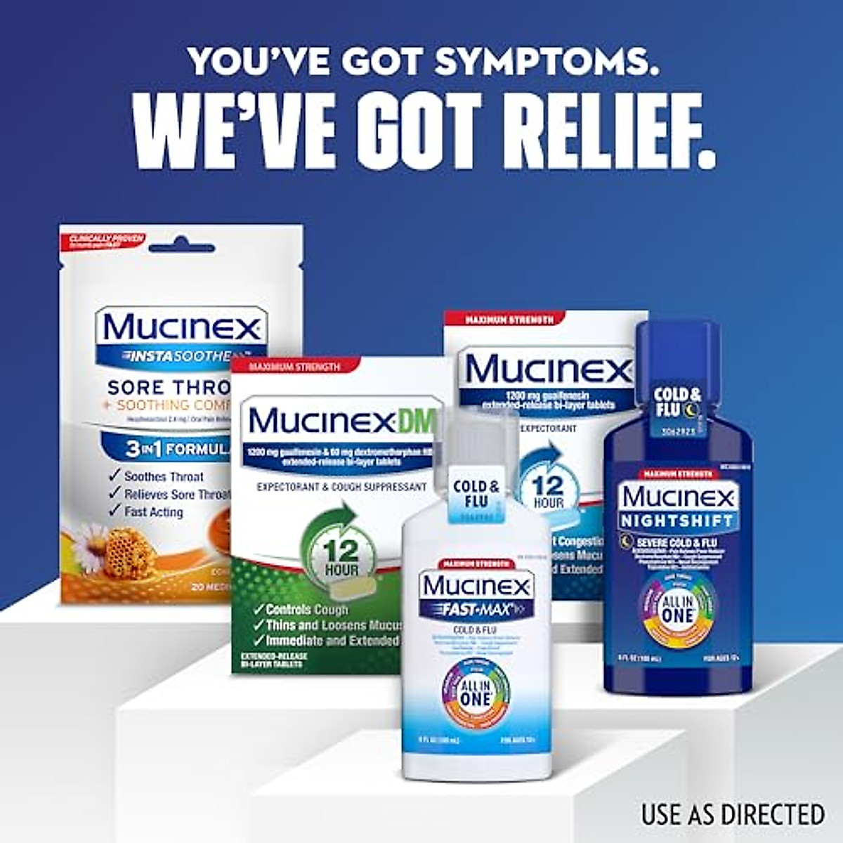 Mucinex Fast-Max Cold and Flu & Nightshift Severe Cold and Flu Medicine for Adults, Over-the-Counter Medication Combo Pack for Sore Throat Relief, Decongestant, Cough & Cold Medicines, 2 x 6 Fl Oz