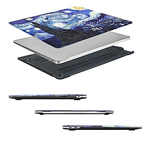 MOSISO Compatible with MacBook Air 13 inch Case 2022 2021 2020 2019 2018 Release A2337 M1 A2179 A1932 Retina Display Touch ID, Plastic Pattern Hard Shell&Keyboard Cover&Screen Protector, Starry Night