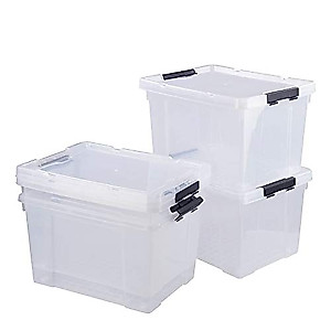 Tstorage 40 Quart Clear Plastic Storage Box with Lid and Wheels, Large Storage Bin, 4 Packs