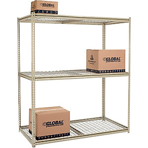 Global Industrial High Capacity Starter Rack 72x48x963 Levels Wire Deck 1000lb Per Shelf Tan