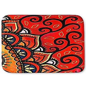 Dia Noche Memory Foam Bathroom or Kitchen Mats by Ann Marie Cheung - Red Sunburst