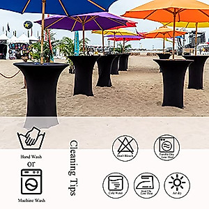 Lykoow 8 Pack Cocktail Spandex Stretch Tablecloth 32''x43'' Black Cocktail Round Table Cover Tablecloth, Fitted High Top Stretch for Round Tables or Wedding Party Banquet Birthday