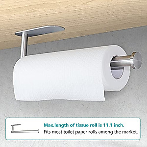 VMVN Paper Towel Holder Under Cabinet, Adhesive Wall Mount Paper Towels Holder,Kitchen Towel Holder, Stainless Steel Paper Holder for Kitchen Bathroom with Screws