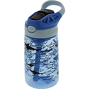 Contigo Kids Water Bottle with Straw - 2 Pack, 14 oz, Autospout Technology – Spill Proof, Easy-Clean Lid Design Ages 3 Plus, Dishwasher Safe Cosmos & Gummy Sharks
