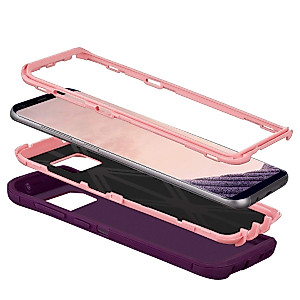 I-HONVA for Galaxy S8 Plus Case Shockproof Dust/Drop Proof 3-Layer Full Body Protection [Without Screen Protector] Rugged Heavy Duty Cover Case for Samsung Galaxy S8 Plus, Purple/Pink