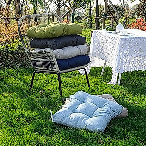 Faible Poisson Outdoor Chair Cushions Set of 2, Patio Furniture Floor Cushions, 21 x 21 Inch Square Seat Back Tufted Cushion, Dining Chairs Pads, Gark Grey
