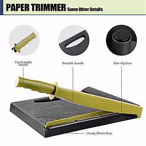 12" Cut Length Guillotine Paper Trimmer, 16 Sheets Capacity Paper Cutter for Paper Photo Card Stock,Handhold Folding Gridded Photo Cutter